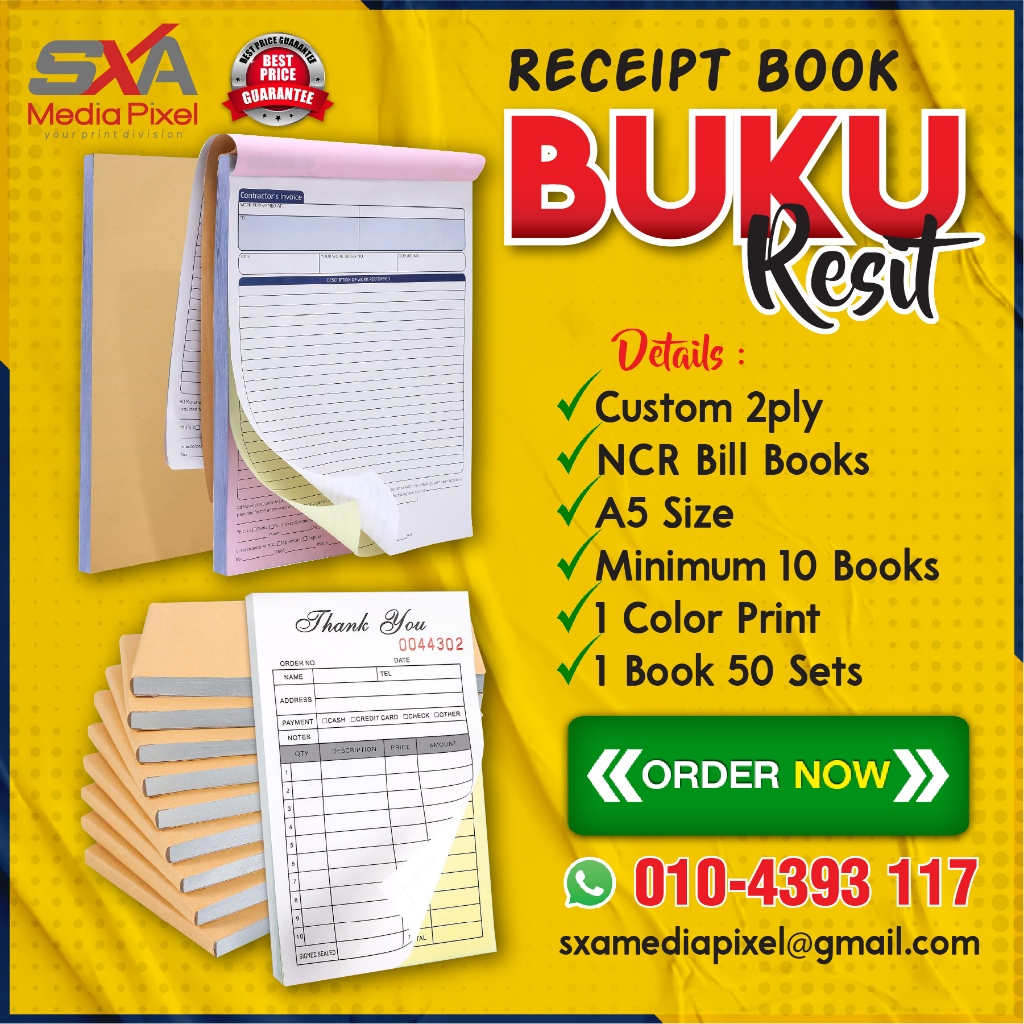 A5 Receipt Book NCR Bill Custom Resit Buku Invoice Syarikat Official ...