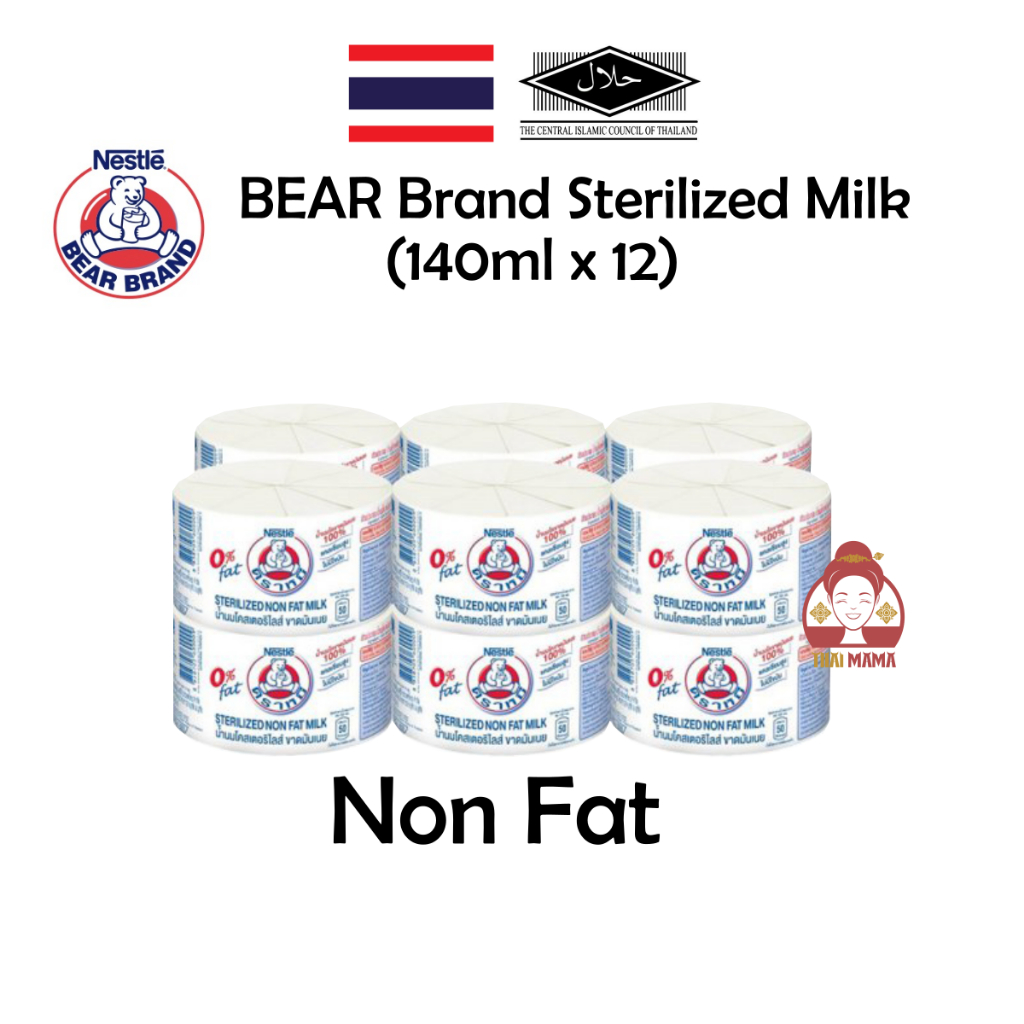 Nestle Bear Brand Sterilized Milk 140ml x 12 ( Non Fat / Low Fat / High ...