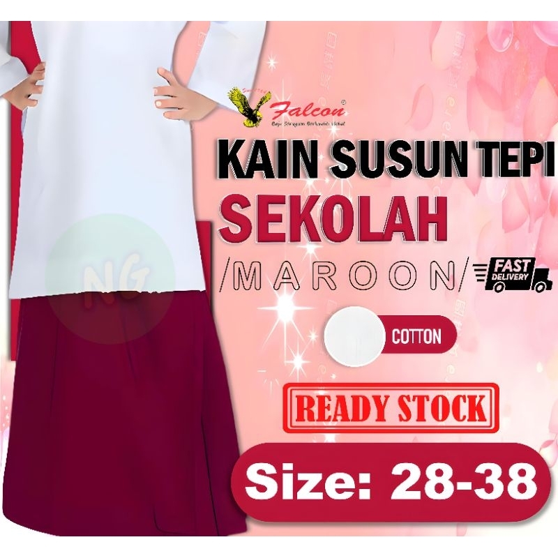 [ORIGINAL] [READY STOCK] FALCON KAIN SUSUN TEPI SEKOLAH REN. MAROON ...