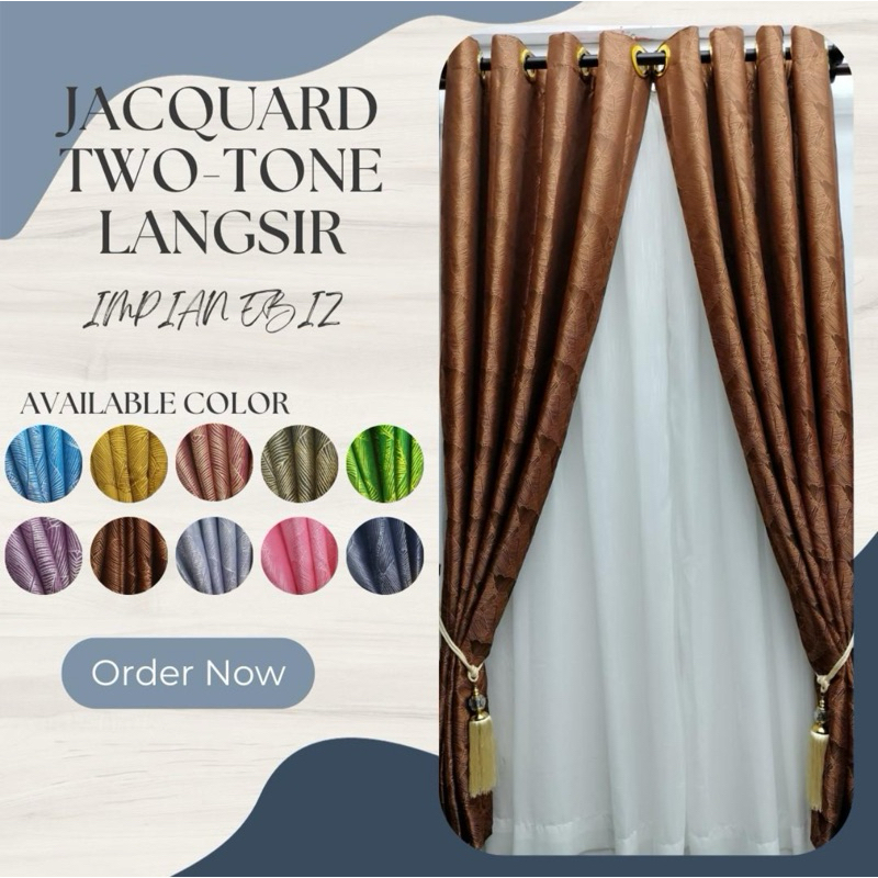 🔥PROMOSI🔥 Langsir Jacquard Siap tingkap/pintu untuk cangkuk/dawai/rod ...