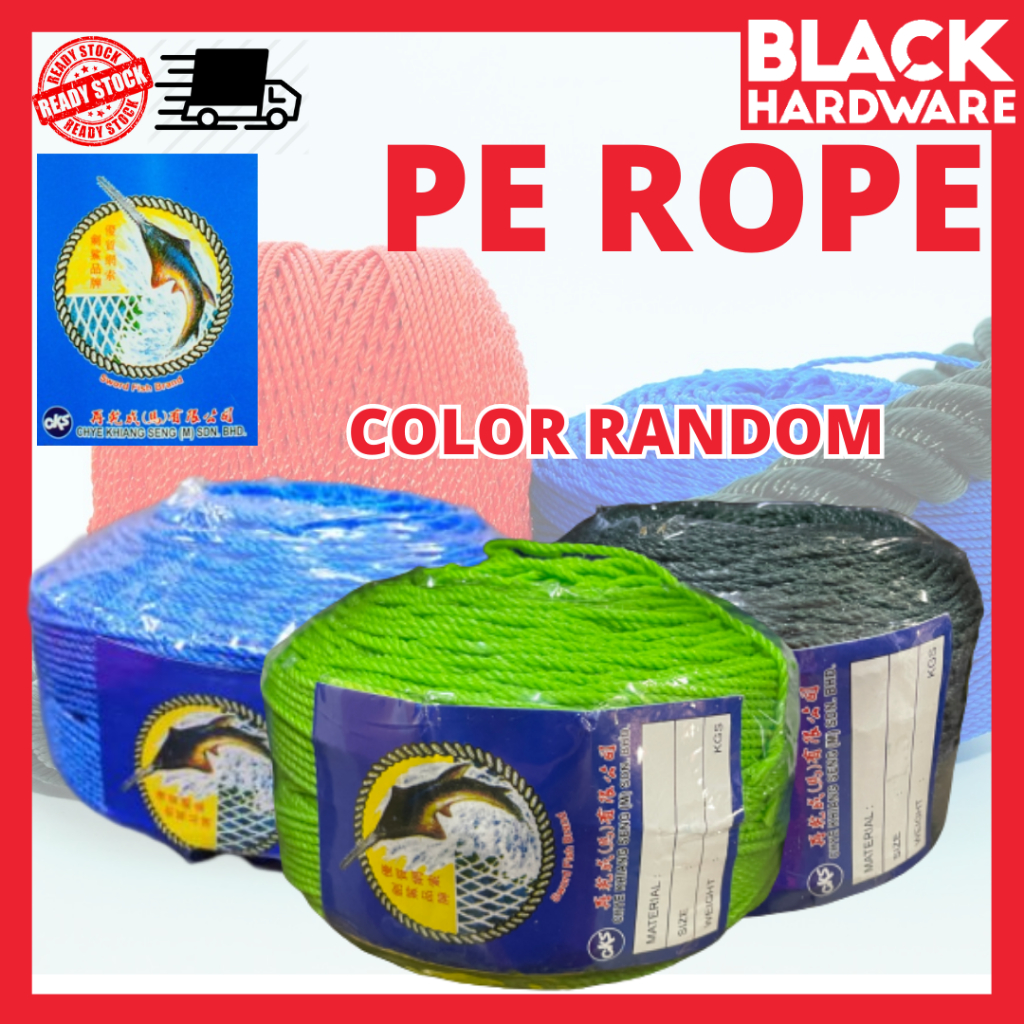 BLACK HARDWARE PE PP Polyethylene Fishing Hang Tie Knot Boat Rope Tali ...