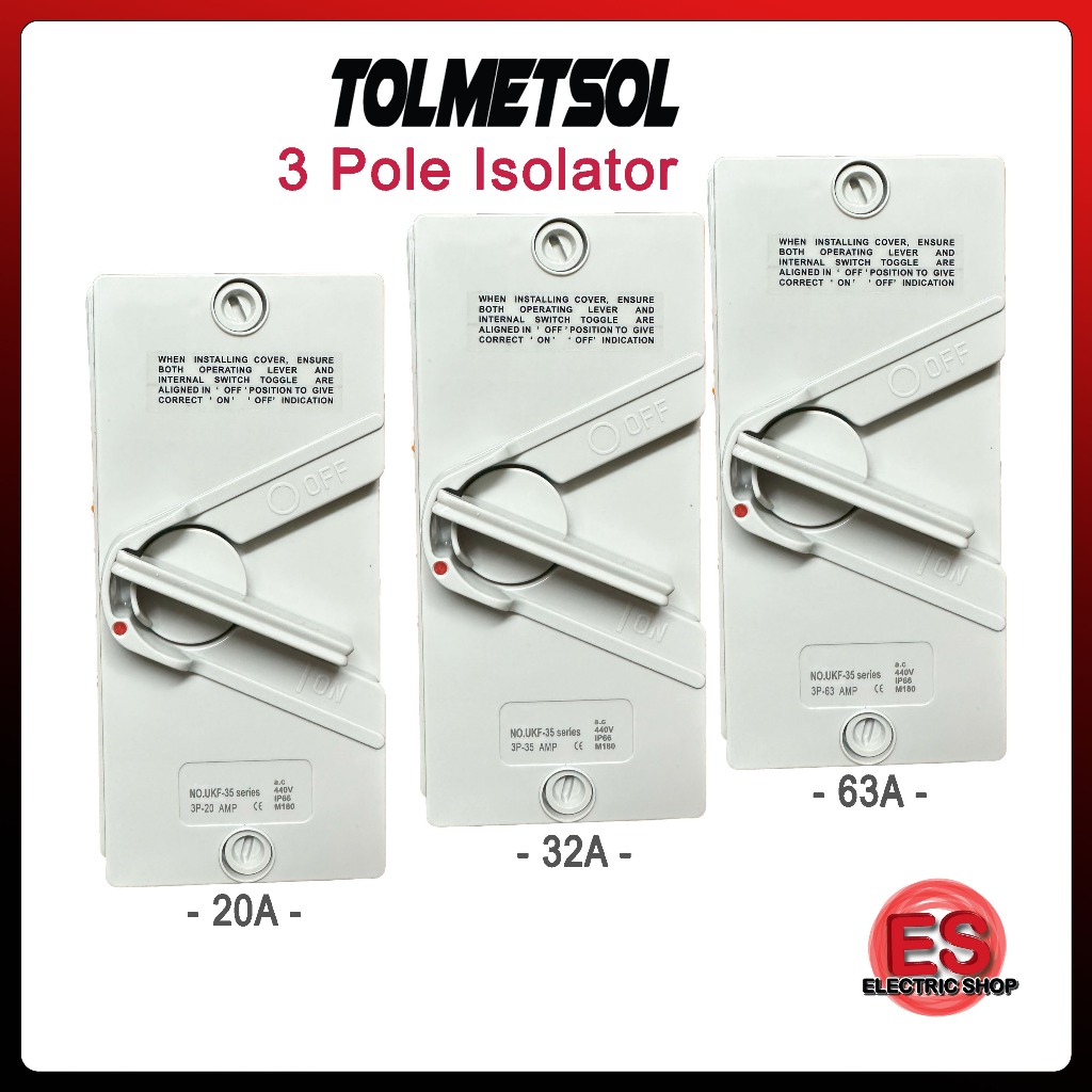 TOLMETSOL Weatherproof Isolator Switch 3 Pole ( 20A / 35A / 60A ) | Shopee Malaysia