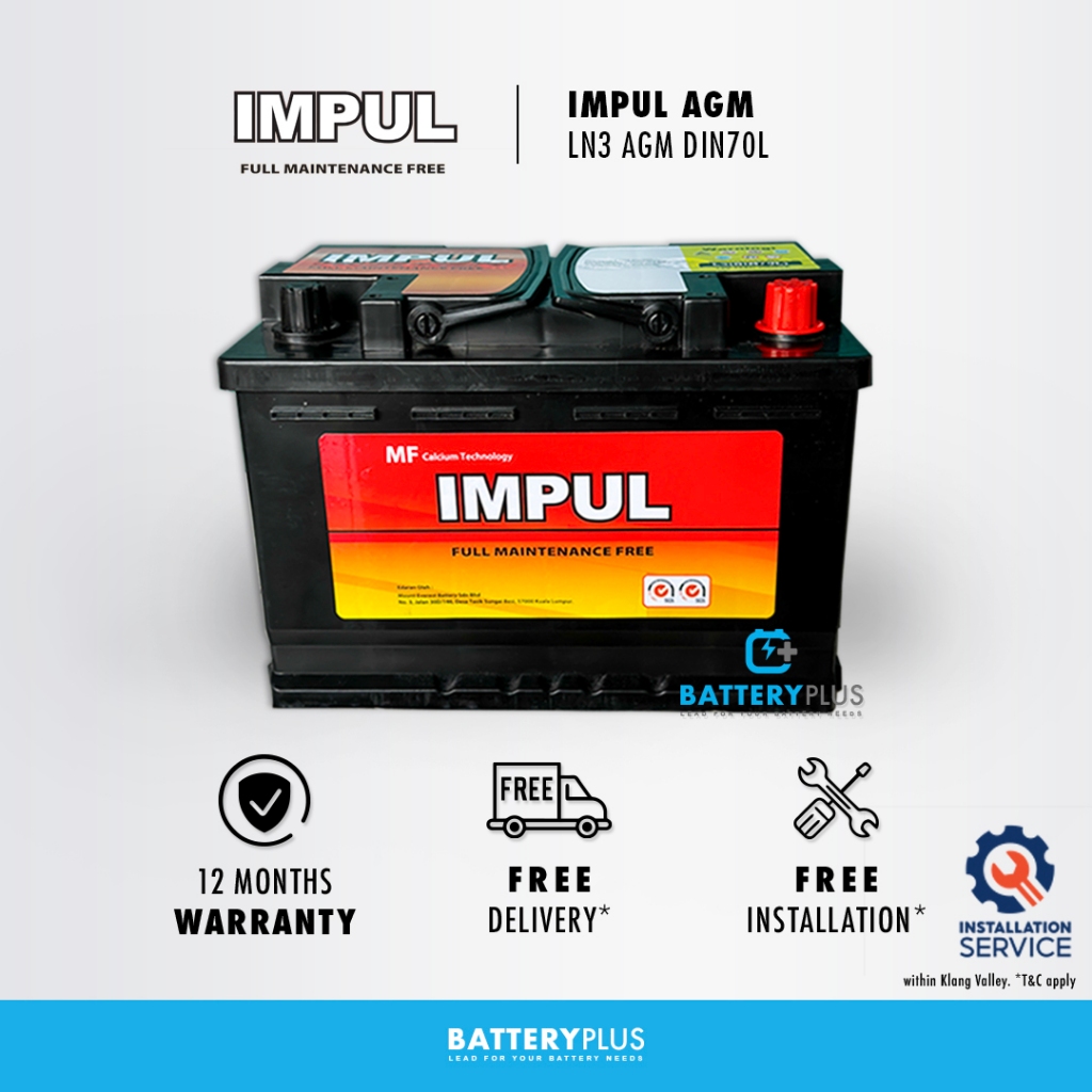 [ Installation Provided ] LN3 AGM | DIN70L | DIN70 | IMPUL AGM Car Battery Bateri Kereta For ...