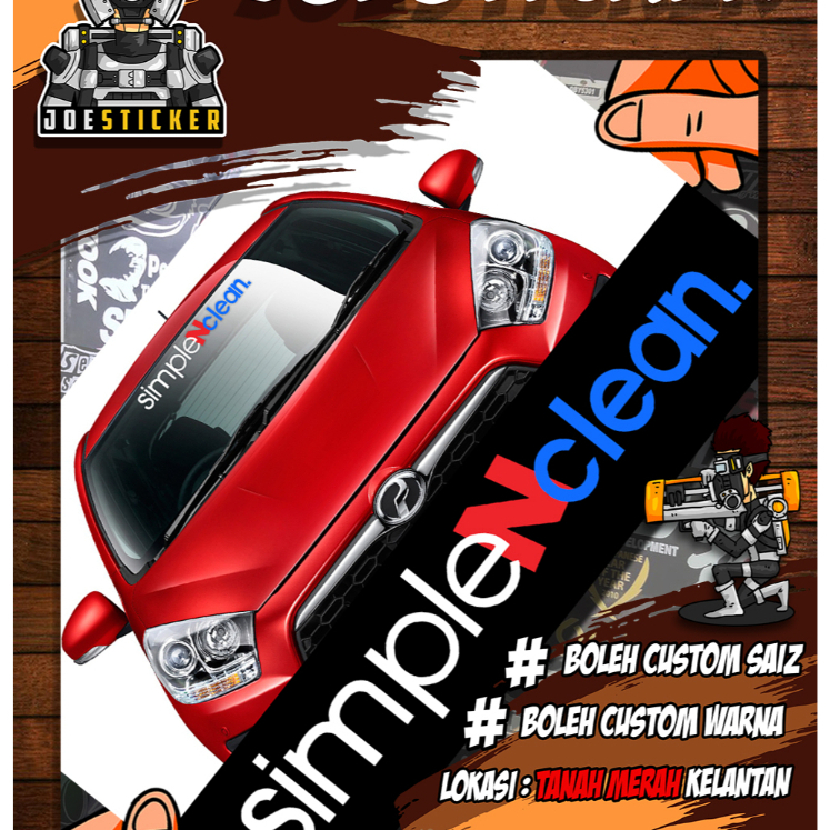 STICKER SIMPLE N CLEAN UNTUK WINDSCREEN WINDSHIELD (TANPA BACKGROUND ...