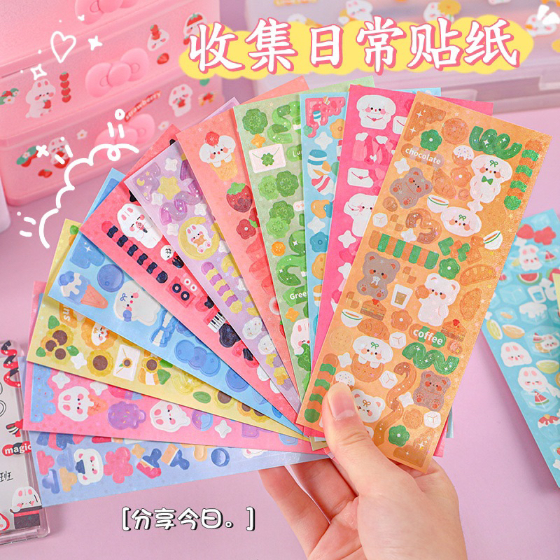 Kawaii Handbook Stickers Collage Laser Shiny Stickers DIY Decorative ...