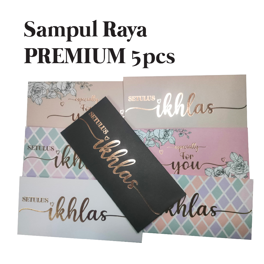Premium Sampul Raya 5pcs - 7 Colours with Rose Gold Stamping | Sampul ...