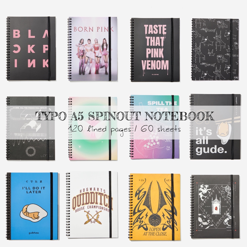 TYPO Notebook / A5 Spinout Notebook Recycled / 120 Lined Pages | Shopee ...