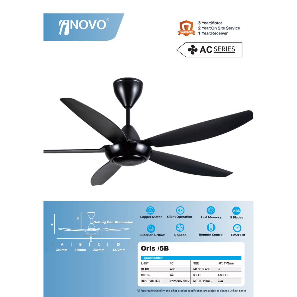 Regair Inovo V15 / Oris / A1 / A1 Baby Led Ceiling Fan DC Motor Remote ...