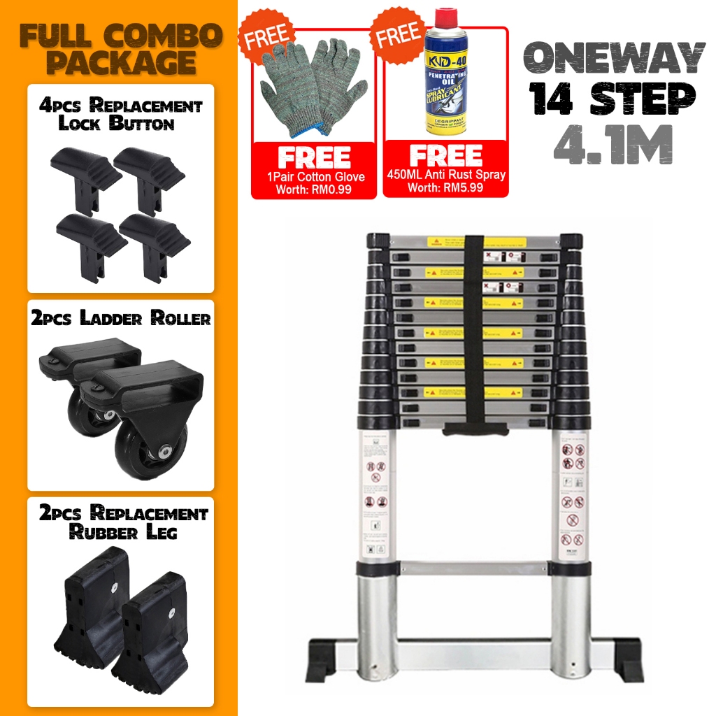 Aluminium Telescopic Ladder Heavy Duty Foldable Ladder Aluminium Tangga Lipat Single Folding ...