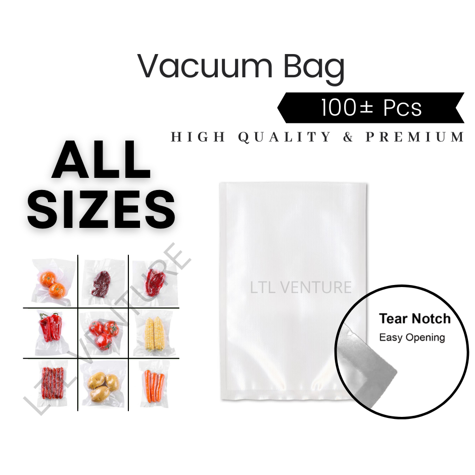 100Pcs Vacuum Bag Sealer for Food/Vacuum Packaging Bag/Tear Notch/Easy ...
