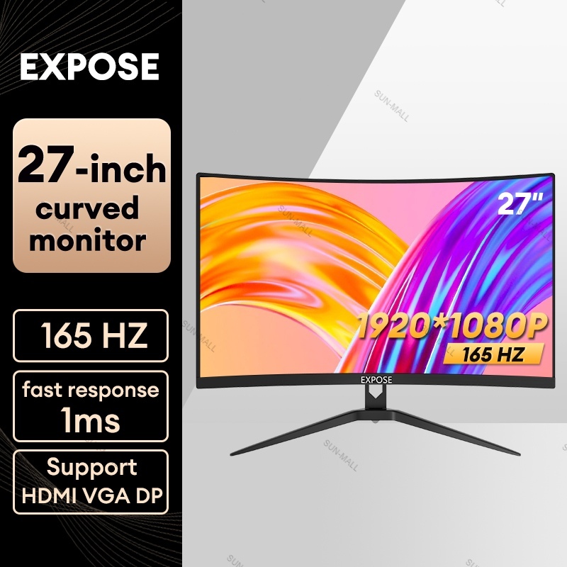 Monitor PC 27 Inch Curved Monitor Gaming Monitor 144hz With Speaker 4K ...