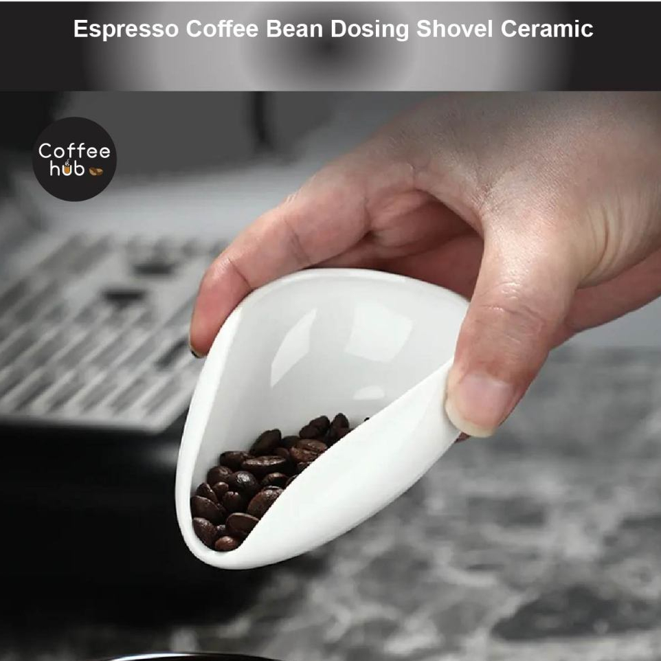 (Ready Stock)Coffee Beans Dose Tray Pure White Ceramic Bean Scoop ...