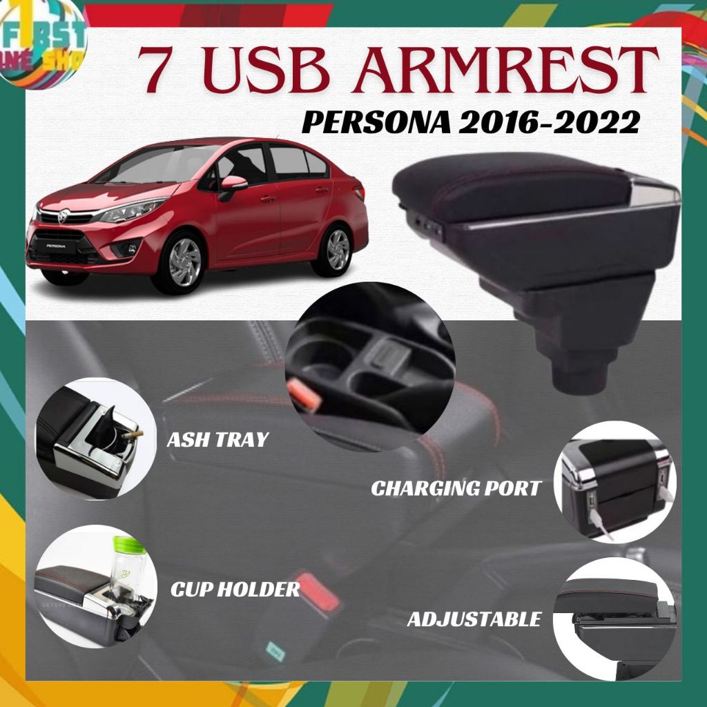 Proton Persona 2016-2023 USB ARMREST ADJUSTABLE 7 CHARGING PORT WITH ...