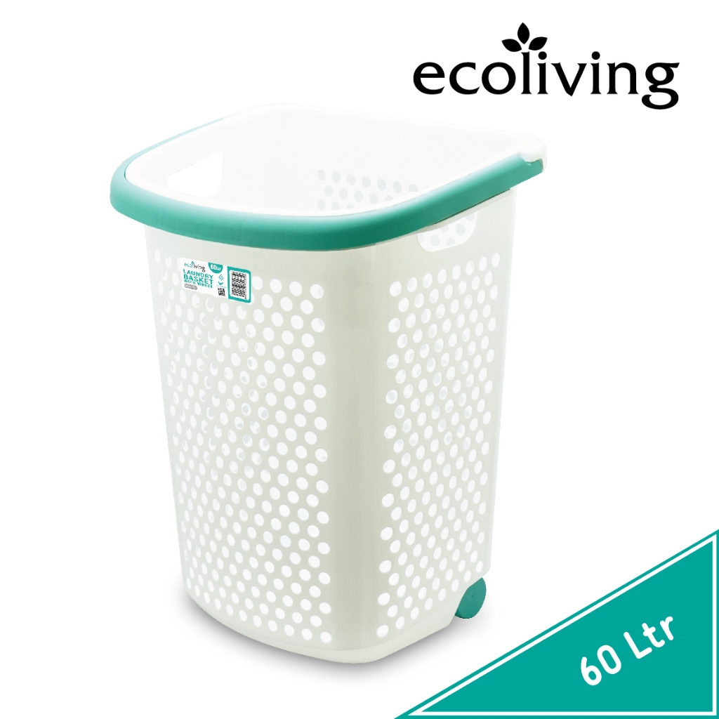 ECO LIVING 60Ltr Stackable Ventilation Design Laundry Basket W/2 Wheels ...