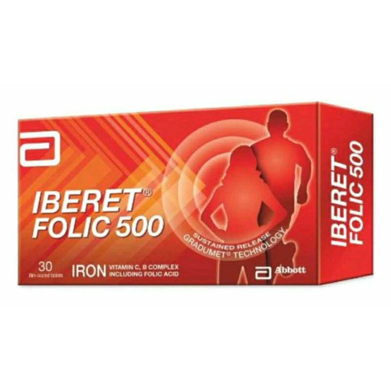 Abbott Brand Iberet Folic 500 Iron Vitamin C, B Complex Including Folic ...