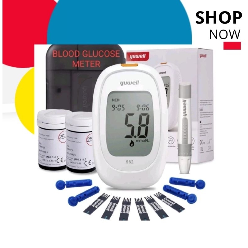 Yuwell Blood Glucose Meter (free 25pcs Strips+50 sterile Lancets ...