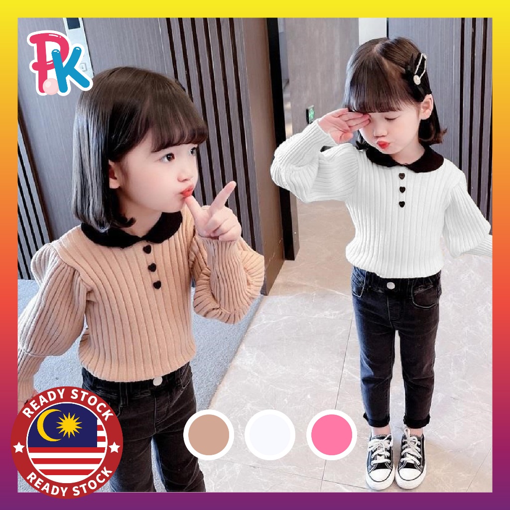 [2-8±yrs] OOTD Budak Perempuan Kids Girl Blouse Kids Long Sleeves Korean Ironless Kain Lembut ...