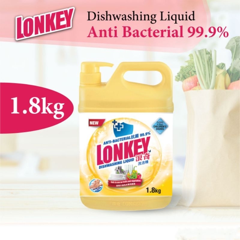 [TKM] Lonkey Dishwashing Liquid Anti-Bacterial 99.9% (1.8kg) | Shopee ...