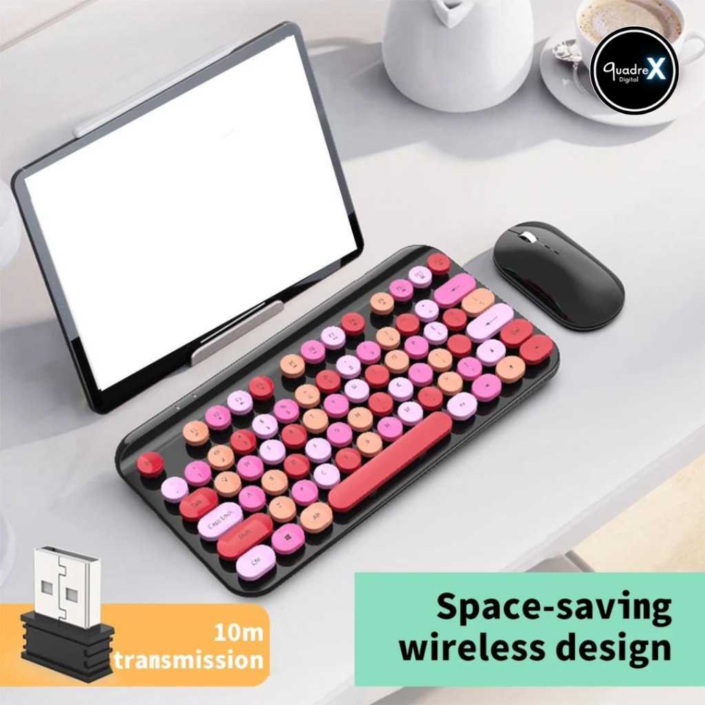Wireless Keyboard & Mouse set for Laptop Computer PC Gaming USB Round ...