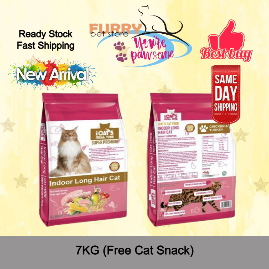 Icat's / icats Meal Time Indoor Longhair Cat Food 7kg | Shopee Malaysia
