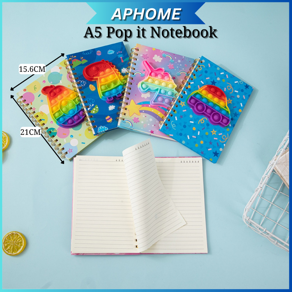 APHOME A5 Pop It Notebook Silicone Push Bubble Hardcover Fidget Toys ...