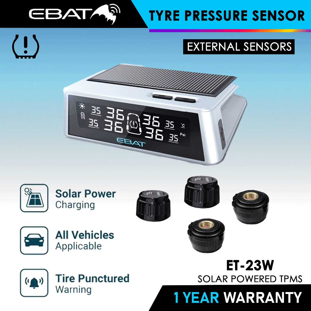 EBAT External TPMS Sensor Tire Pressure Solar Powered Monitoring System ...