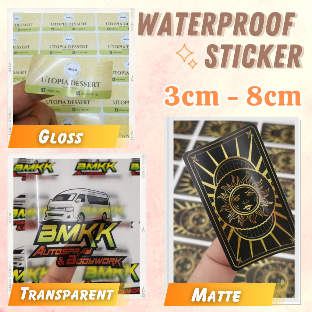 Custom Made Synthetic PVC Matte Gloss Transparent Sticker Printing ...