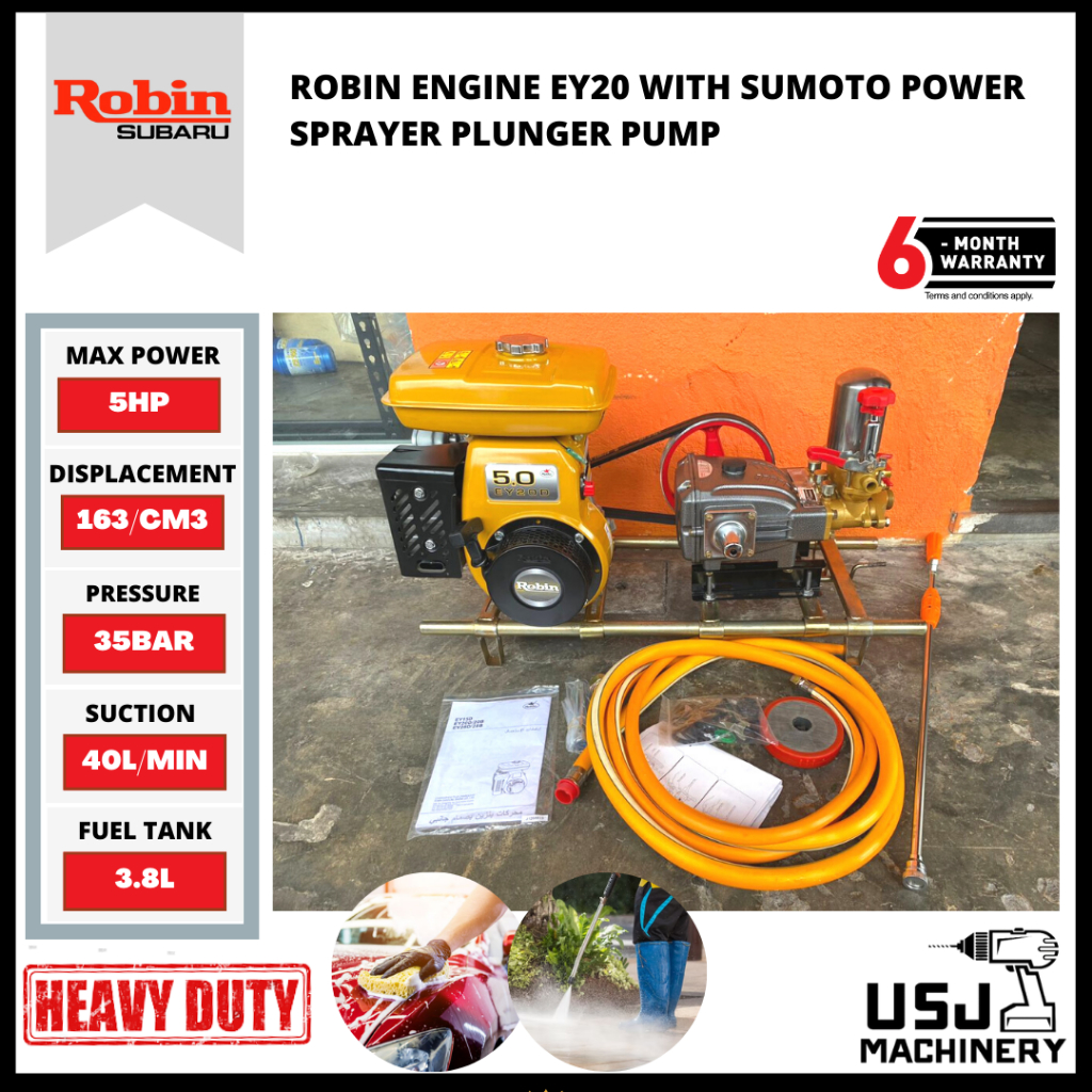 Robin Engine EY20 With SUMOTO 35Bar Power Sprayer Plunger Pump - Heavy ...
