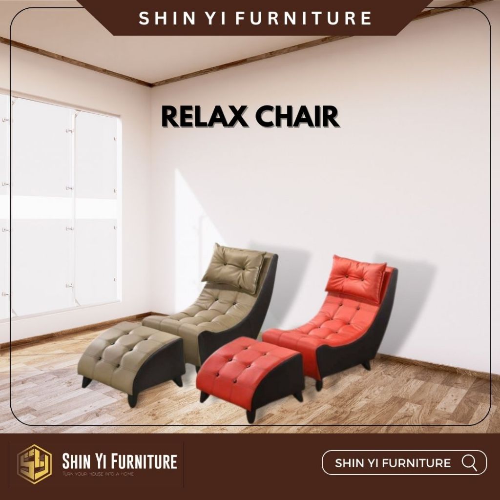 [SARAWAK] LEATHER RELAX CHAIR WITH STOOL/CURVED SHAPE SOFA/KERUSI MALAS ...