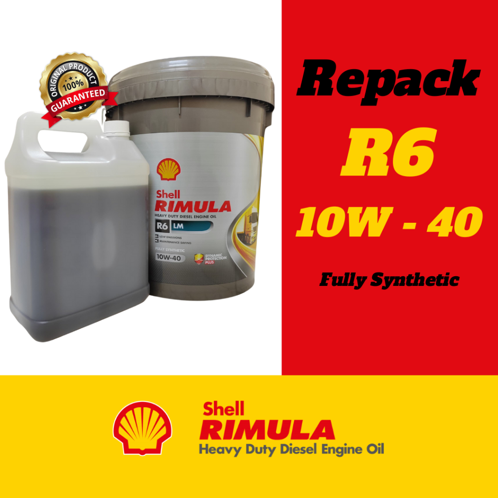 Shell Rimula R5 R6 10W-40 Synthetic Technology - (REPACK) Minyak Hitam ...