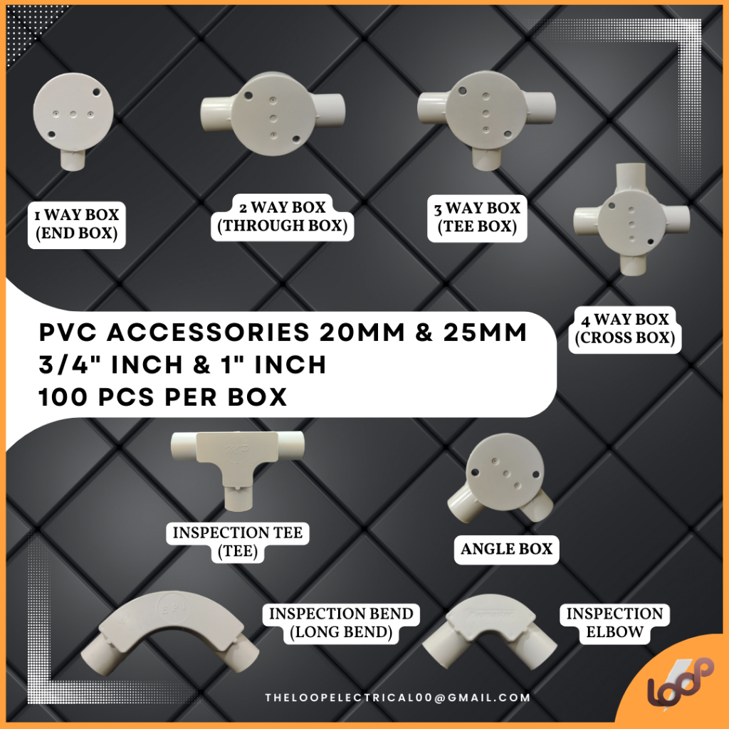 [100PCS PER PACK] PVC ACCESSORIES / PVC CONDUIT PIPE ACCESSORIES 20MM ...