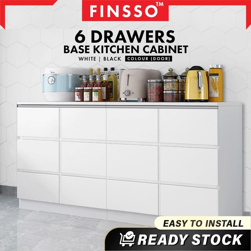 Finsso : 6 drawers High Gloss Kitchen Cabinet with Waterproof Surface kabinet Dapur Base Unit ...