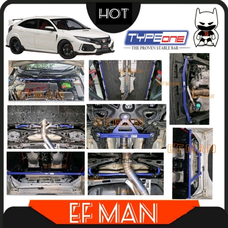 TYPE ONE HONDA CIVIC FK8 TYPE R STRUT BAR ANTI ROLL BAR LOWER BAR SIDE BAR FRONT REAR ULTRA ...