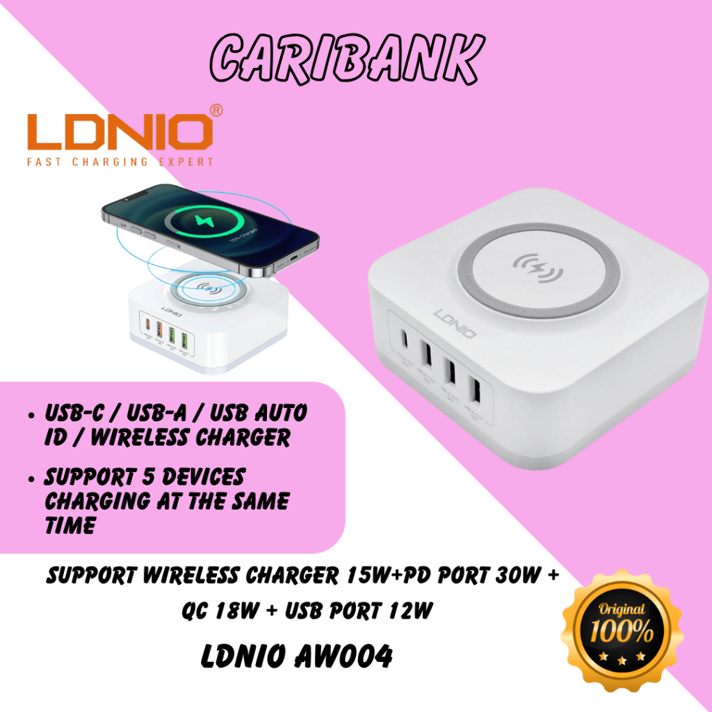 LDNIO AW004 32W Desktop Wireless Charger with 4 USB Port QC3.0+PD 30W ...
