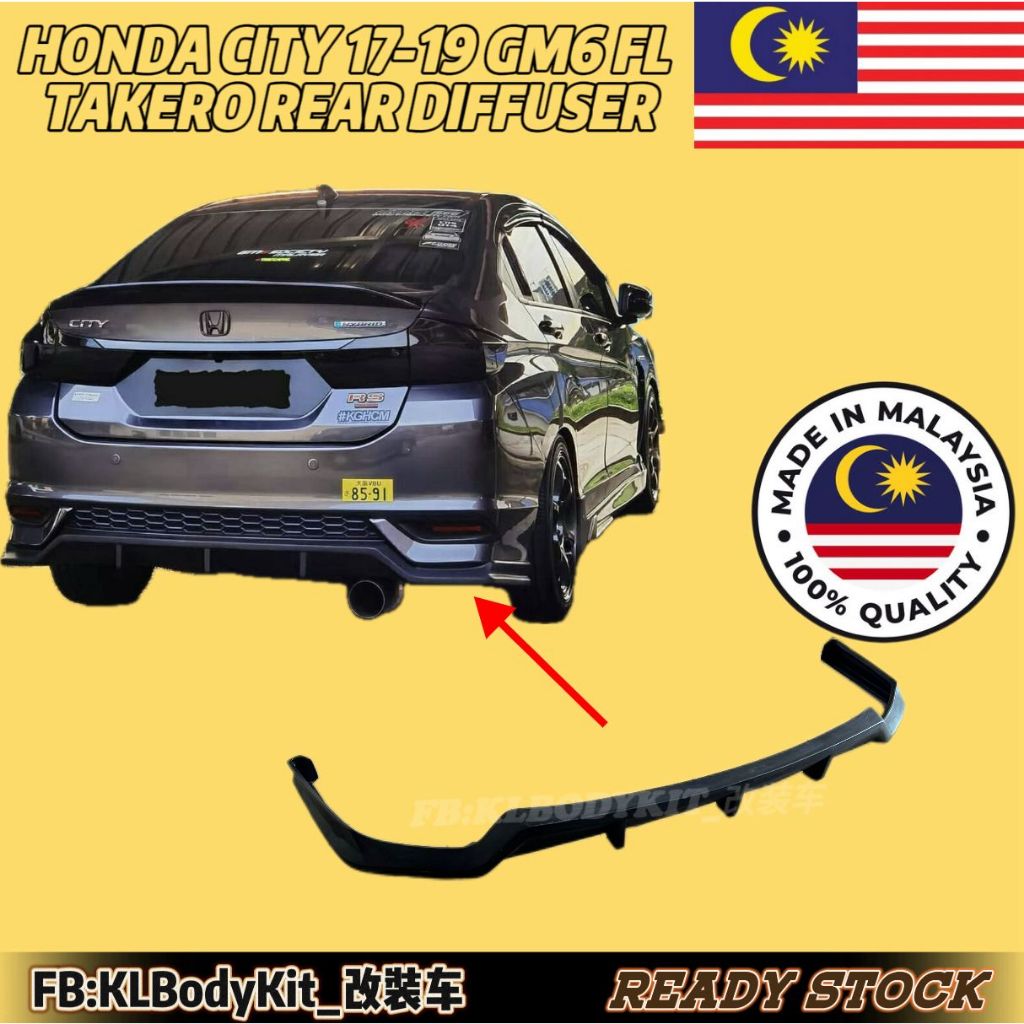 HONDA CITY 2017 - 2019 GM6 FL TAKERO REAR DIFFUSER PU | Shopee Malaysia