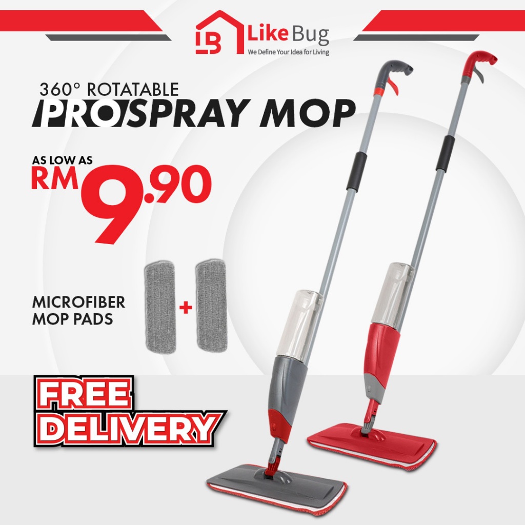 ⚡️LIKE BUG⚡️SPRAY MOP with Micro-Fibre Pad Headed/ Rectangular headed / Mop Lantai | Shopee Malaysia