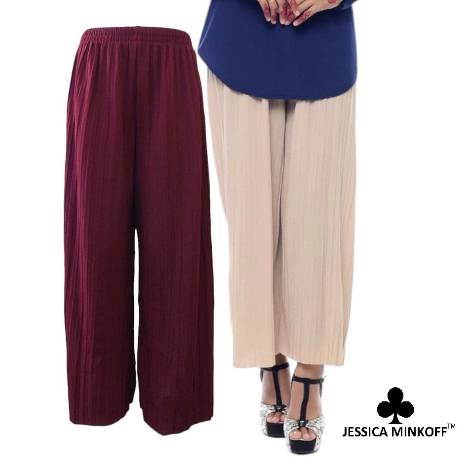 Seluar Labuh Muslimah Women's Plus Size Palazzo Pleated 6133 | Shopee ...