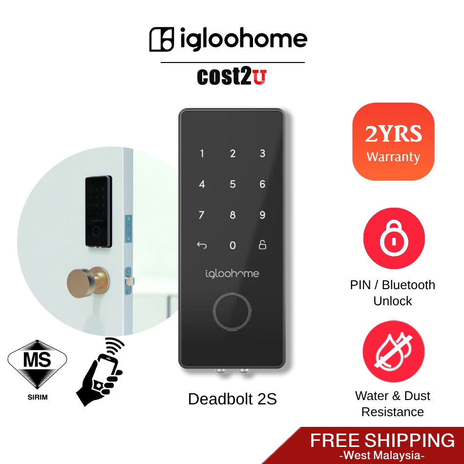 igloohome Smart Deadbolt 2S | IGB4 Addon Smart Digital Door Lock for Wooden Doors Smart ...