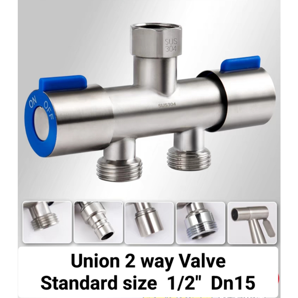 Union One in Two Two way Angle valve SUS304 Stainless Steel Bathroom ...