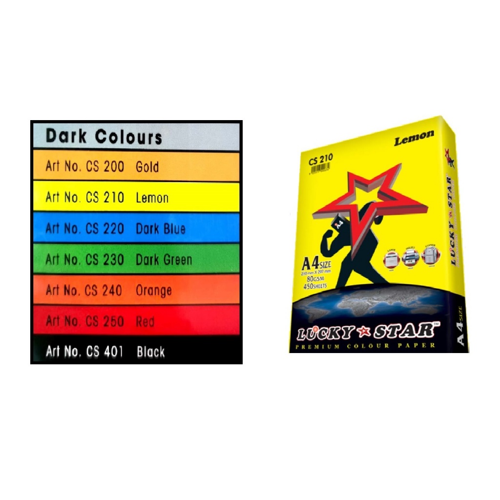 Lucky Star A4 80GSM Colour Paper (25 Sheets / Pkt) [Dark & Light Color ...