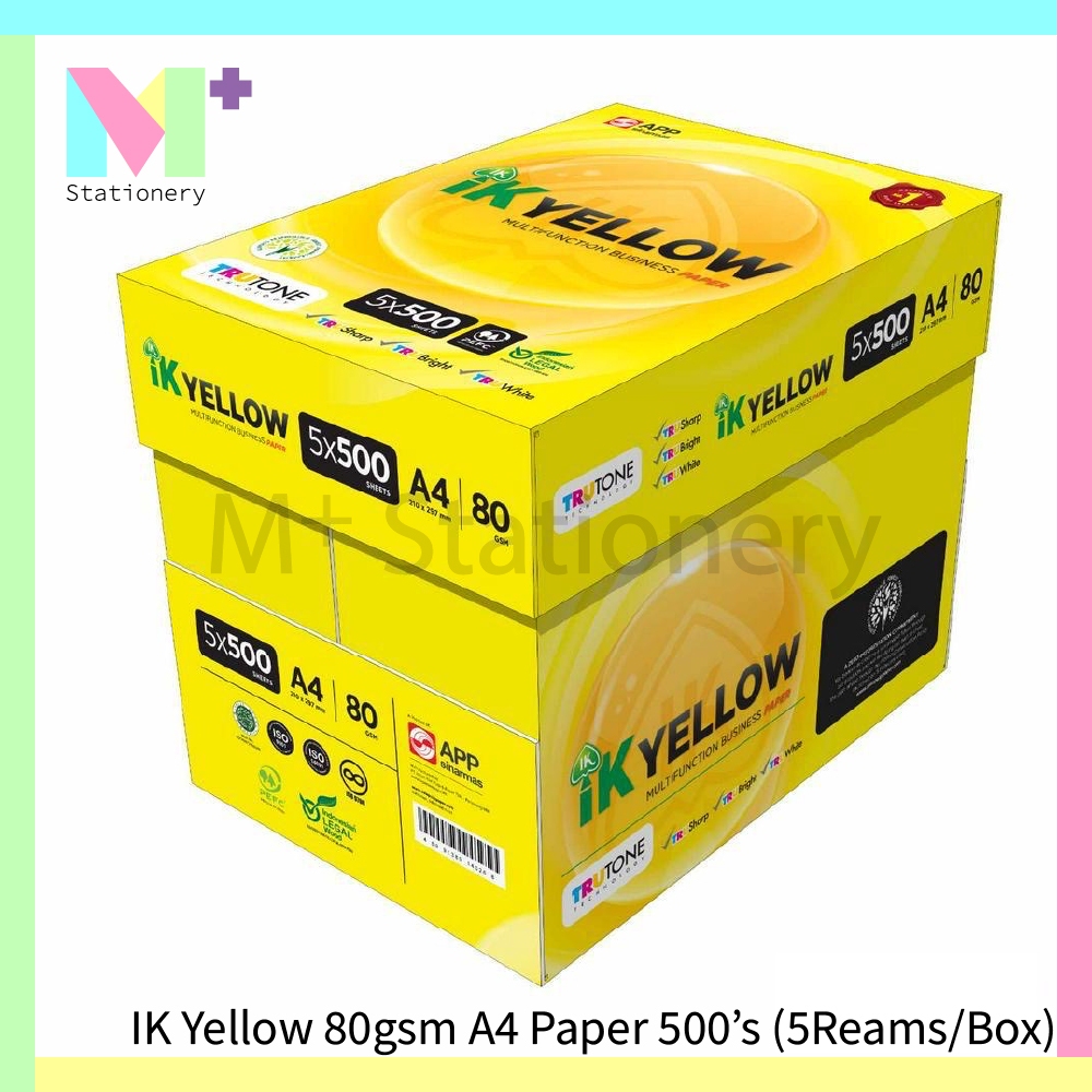 IK Yellow A4 Copier Paper 80gsm 500's (5reams / 1 Carton Box ) / 80gsm A4 Paper / Kertas A4 ...