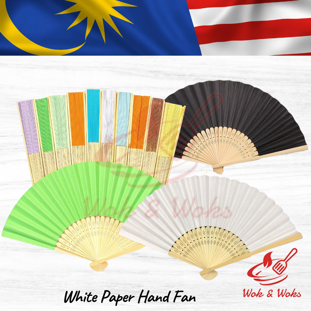 Color Paper Folding Hand Fan / Kipas Lipat Tangan Kertas Warna | Shopee ...