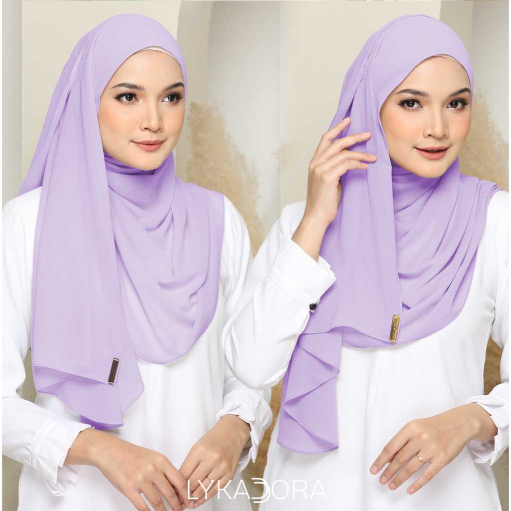 STOK TERSEDIA Selendang Shawl Chiffon Curve Lilac Purple | Shopee Malaysia