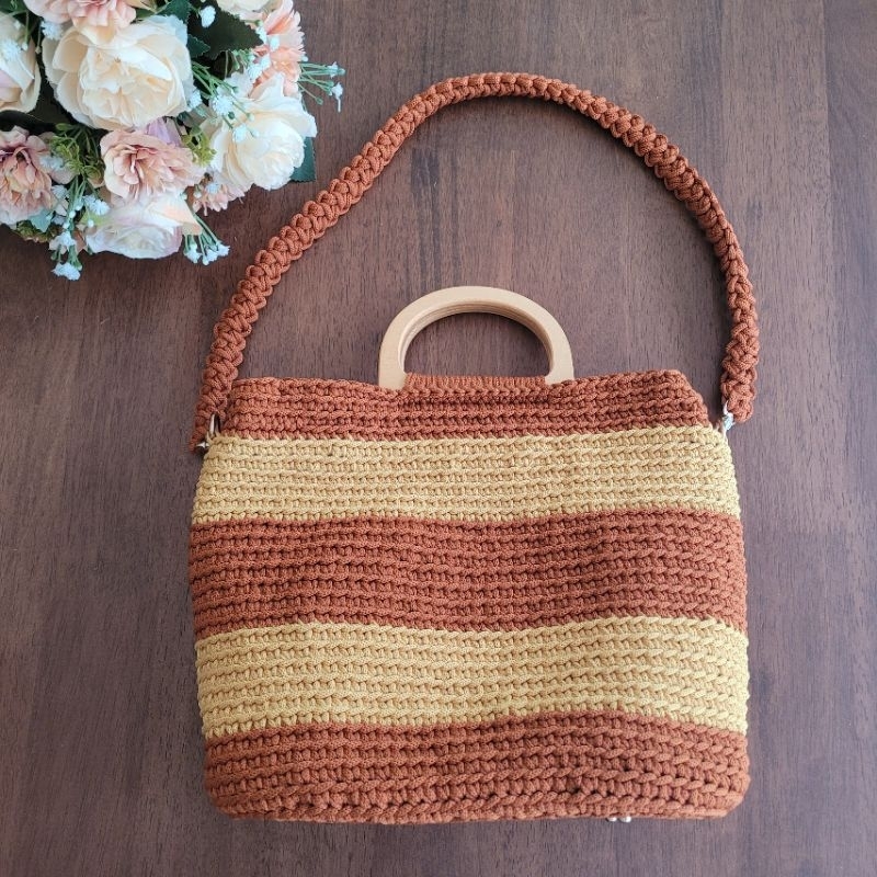 Handmade crochet shoulder bag / crochet bag / Beg kait (crochet ...