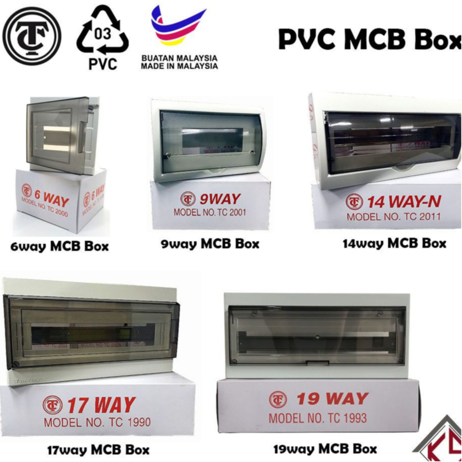 TC (Tham Chee) 6 Way - 14 Way Surface PVC MCB DB Box Consumer Unit Distribution Box | Shopee ...