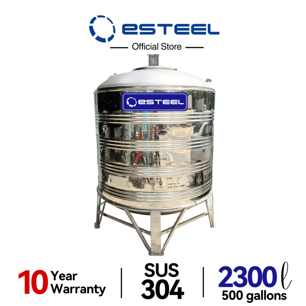 eSteel 2300L / 500 Gallons Stainless Steel Water Storage Tank / Tangki ...