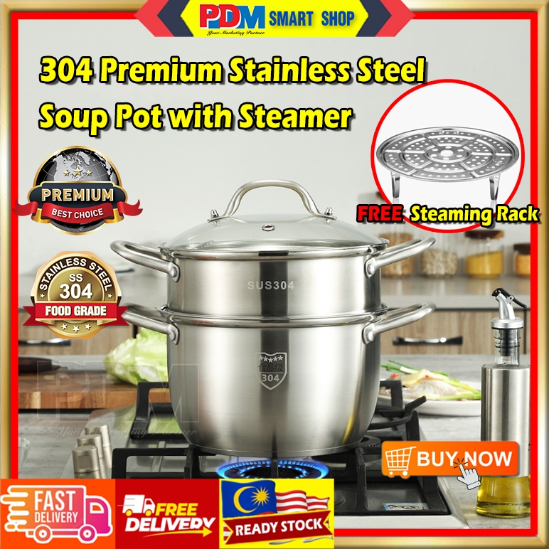 PDM Premium 304 Stainless Steel Double-layer Steamer Thickened Soup pot ...