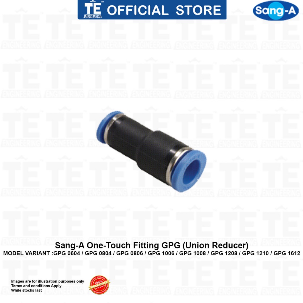 SANG-A Pneumatic One-Touch Fittings (Union Reducer) GPUC 0604 / 0804 /0806 / 1006 / 1008 / 1208 ...