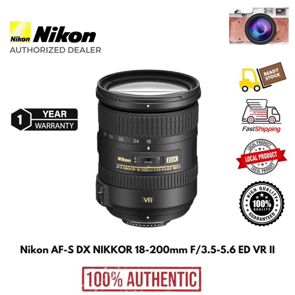 Nikon 18-200mm F/3.5-5.6 ED VR II original ( 1 year warranty ) | Shopee Malaysia