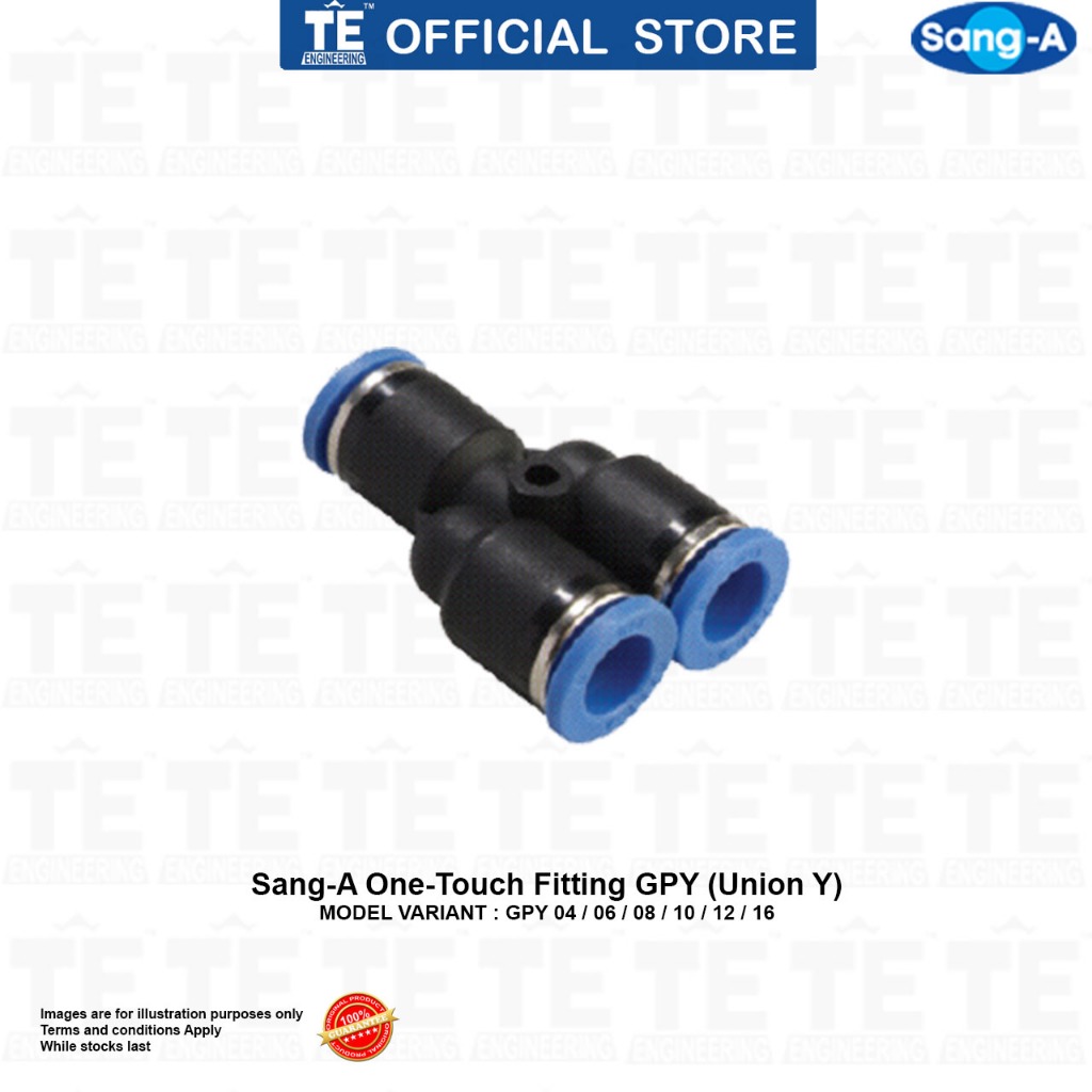 SANG-A Pneumatic One-Touch Fittings (Union Y) GPY 04 / 06 / 08 / 10 / 12 / 16 ( Made In Korea ...